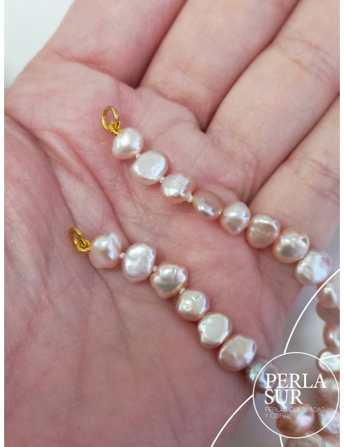 Collar semi-enfilado 6-7mm perla barroca color natural