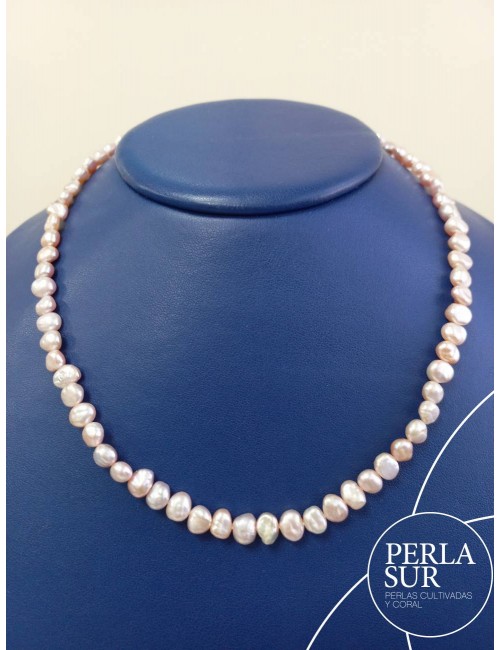Collar semi-enfilado 6-7mm perla barroca color natural