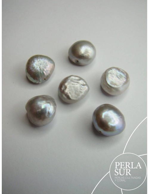 Perla barroca PASADA 10-11mm Gris