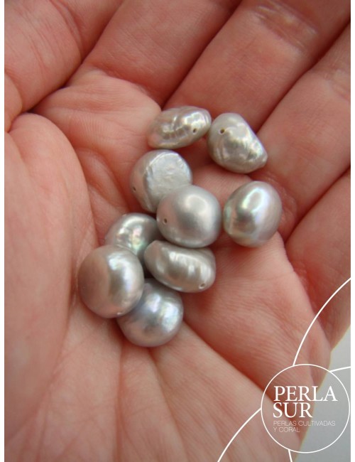 Perla barroca PASADA 10-11mm Gris